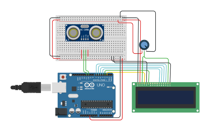 Circuit design Distance Calculator By Gaurav Likhar - Tinkercad