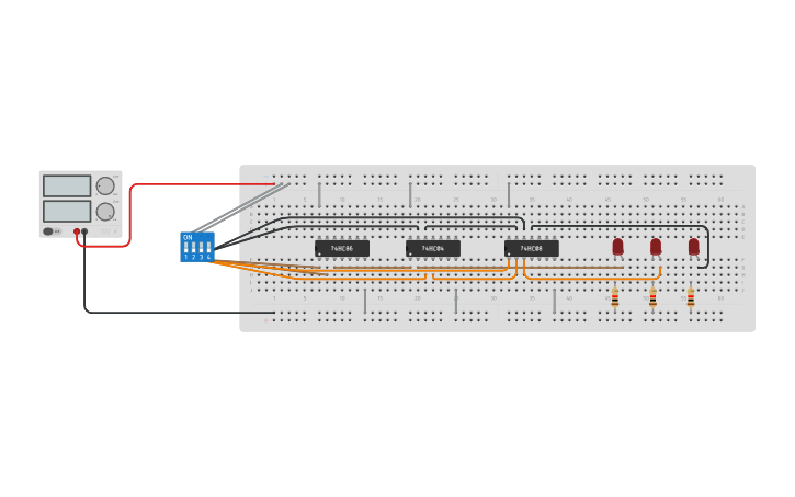 Circuit design 1-bit - Tinkercad