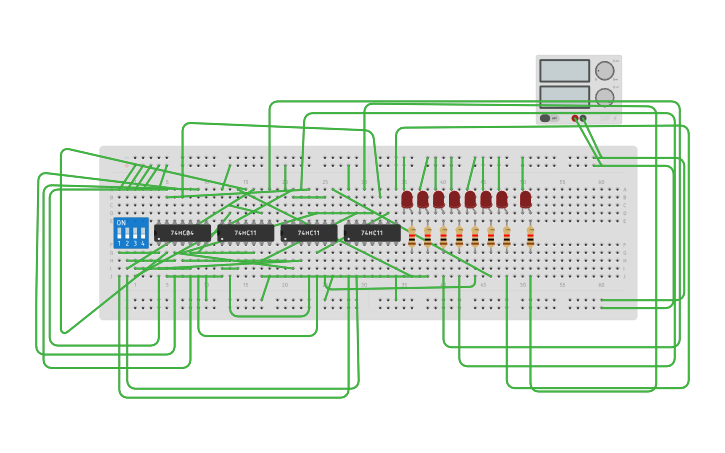 Circuit design 3 bit to 8 bit decoder - Tinkercad