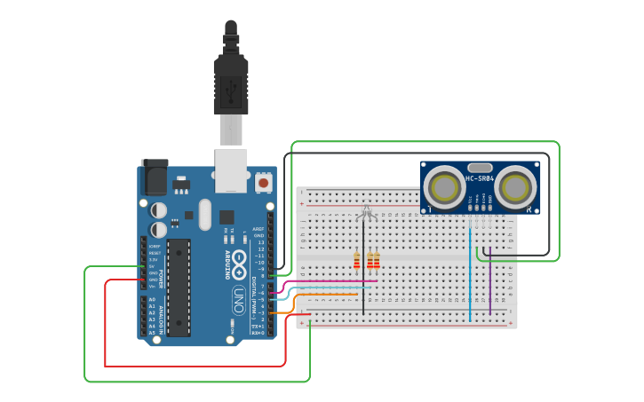 Circuit Design Hc Sr04 Mesafe Sensörü Tinkercad