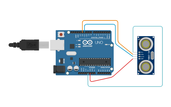 Circuit design Interfacing an Ultrasonic Sensor with Arduino Uno ...