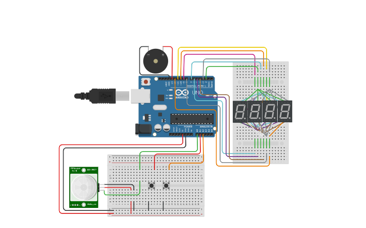 Circuit design 7-Segment 4-Digit Display Counter (Up, Down and Reset) - Tinkercad