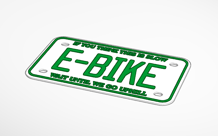 3D design E-bike Licence Plate v2 - Tinkercad