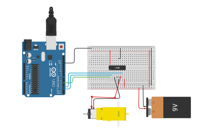 Circuit Design 6 Motor L293d Tinkercad