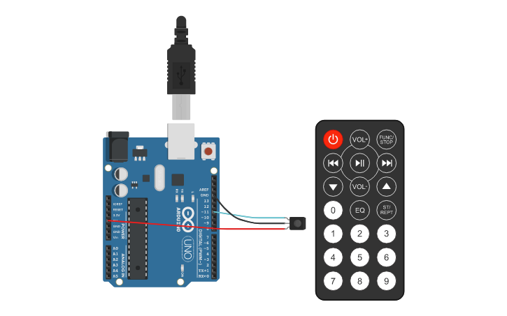 Circuit design Shared FIND CODES IR-Remote {ARDUINO} Sensor - Tinkercad