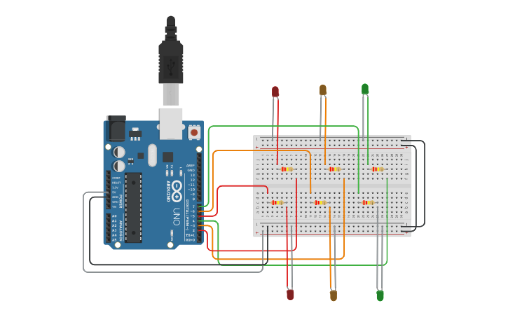 Circuit design 2-Way Traffic Light - Tinkercad