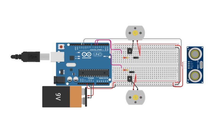 Circuit design selfdriving car - Tinkercad