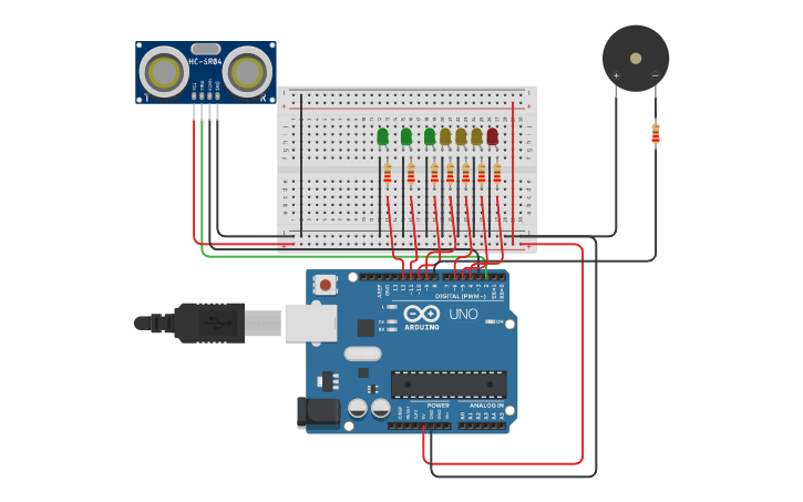 Circuit design Proximity sensor - Tinkercad