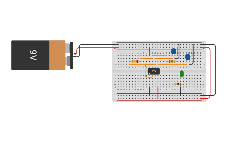Circuit design NE555 Astable - Tinkercad