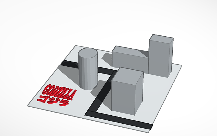 3D design godzilla action figure stand (nuclear factory) - Tinkercad