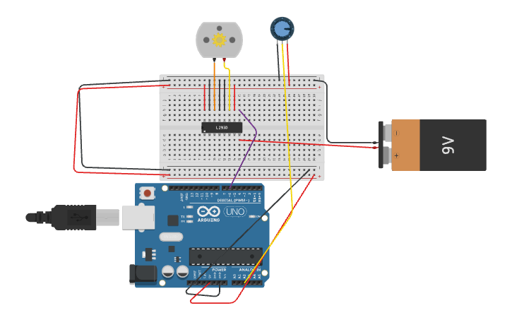 Circuit design speed control DC motor - Tinkercad