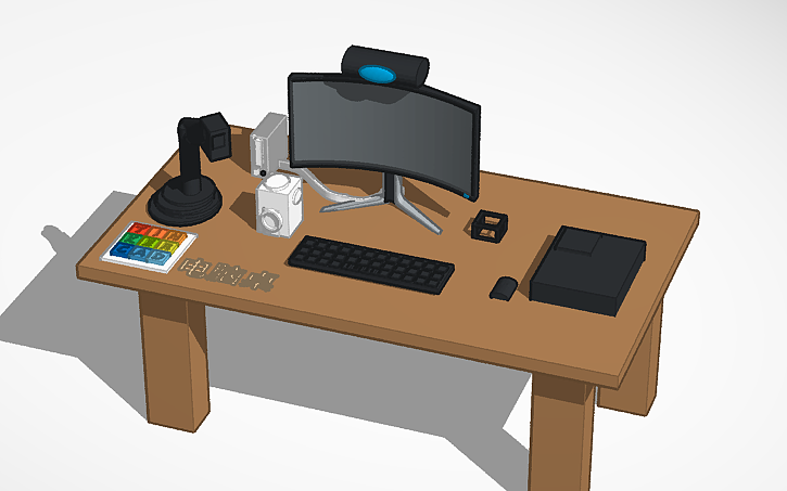 3D design Computer desk & Computer - Tinkercad