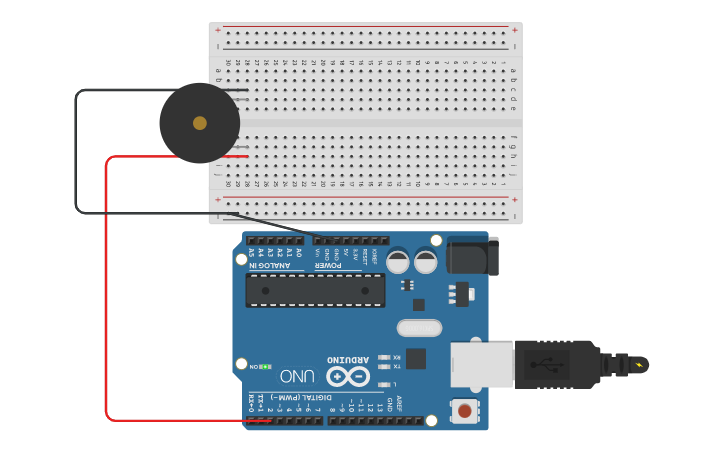 Circuit design 6A. Generar escala musical - Tinkercad