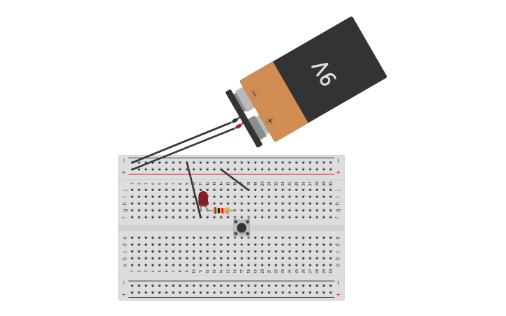 Circuit design breadboard - Tinkercad