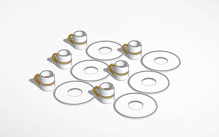 3D design Fincan Seti(Cup Set) - Tinkercad