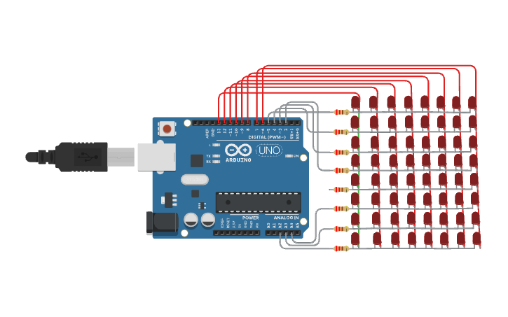 Circuit design 8x8 Matrix - A - Tinkercad