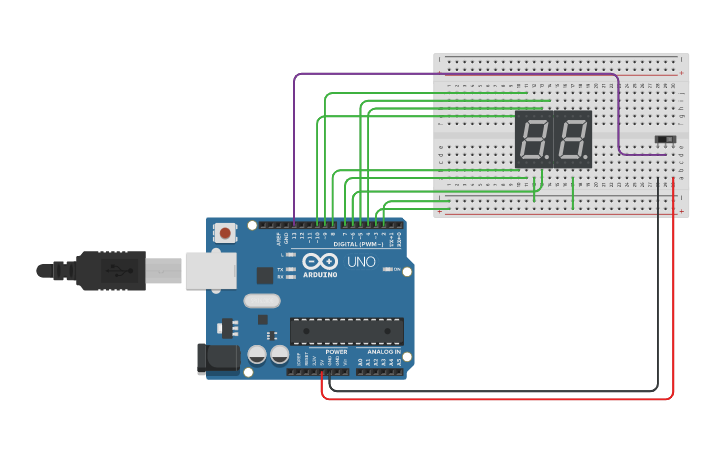 Circuit design GUARIN-A03:Multiplexing 7 Segment Display - Tinkercad