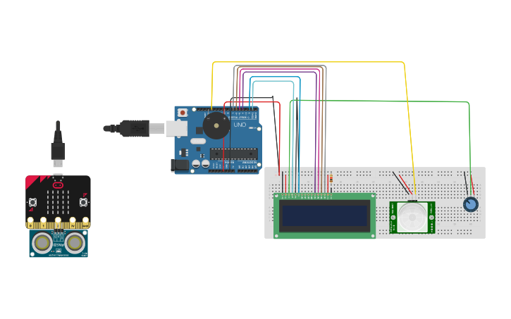 Circuit design VIVEK COVID -19 Distance Tracker - Tinkercad