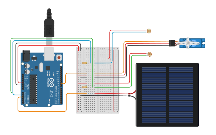 Circuit design Solar Tracker - Tinkercad