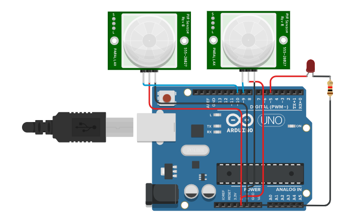 Circuit design Motion sensors - Tinkercad