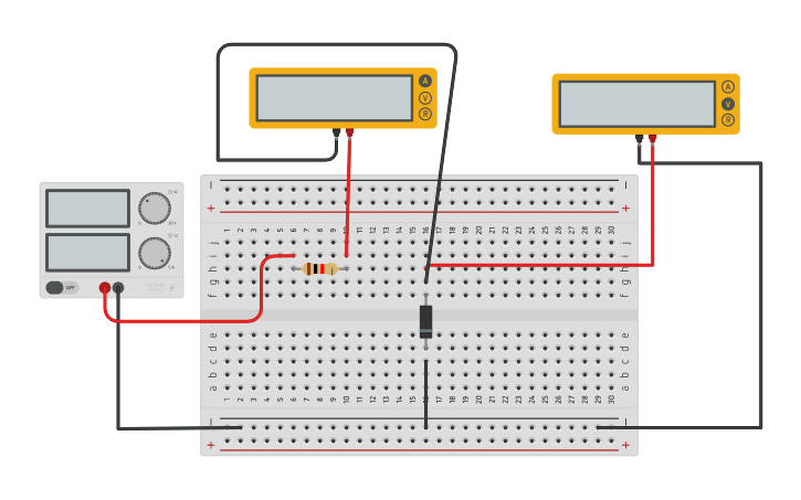 Circuit design simulation of diode (forward and reverse bias) - Tinkercad