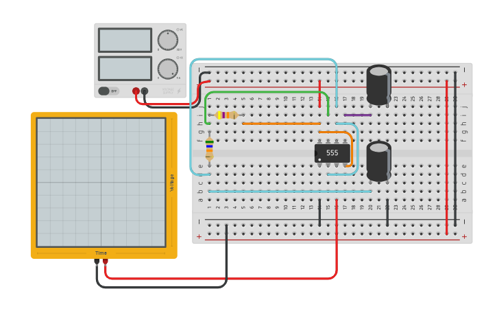 Circuit design Astable 555 timer - Tinkercad