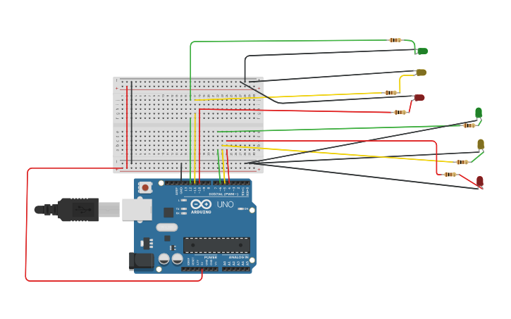 Circuit Design Traffic Control System Using Arduino Tinkercad