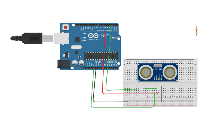 Circuit design Ultrasonic Sensor using arduino - Tinkercad