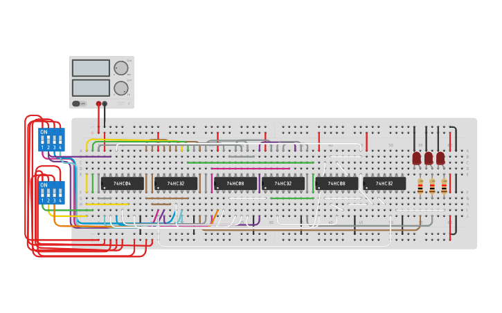 Circuit design 8-to-3 Priority Encoder - Tinkercad