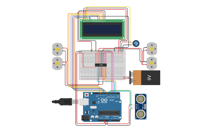 Circuit design Obstacle Avoiding Robot - Tinkercad