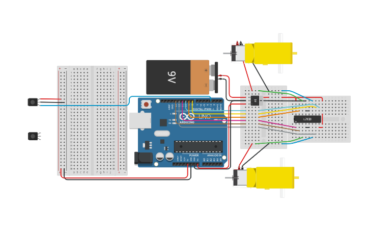 Circuit design LINE FOLLOWER - Tinkercad