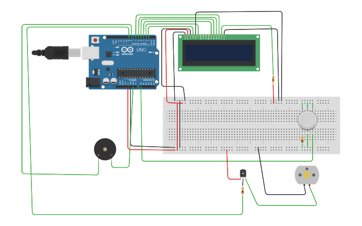 Circuit design Gaz Detection System - Tinkercad