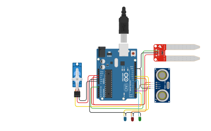 Circuit design Smart Dustbin - Tinkercad