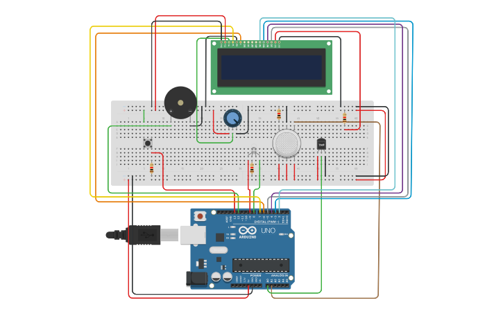 Circuit design Fire Detection System - - Tinkercad