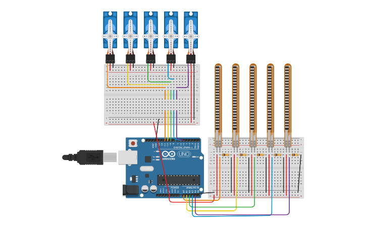 Circuit design Glove-Controlled Robot Hand - Tinkercad