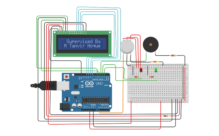 Circuit Design Gas Detection System Tinkercad