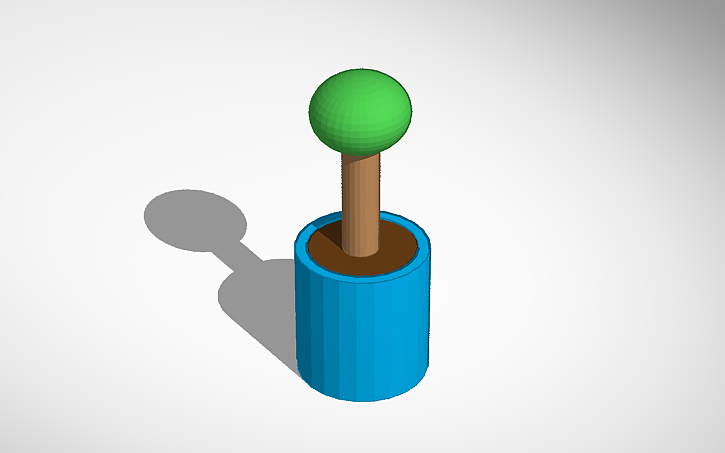 3D design tree in a pot - Tinkercad