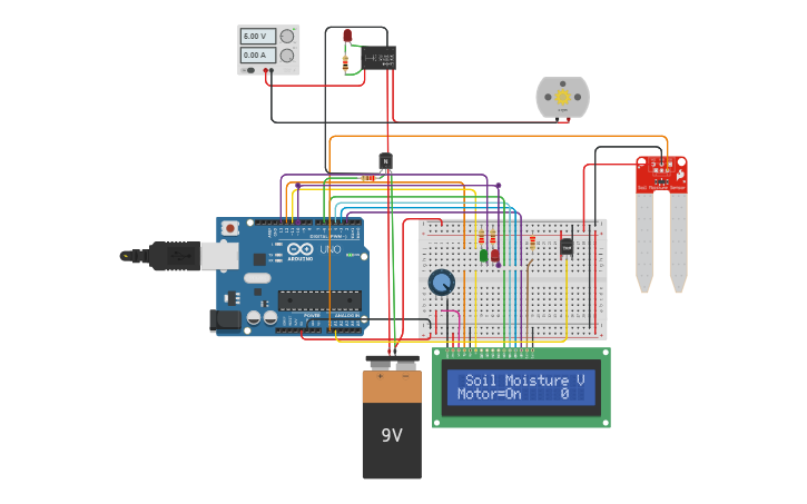 Circuit design Automated Plant Watering System - Tinkercad