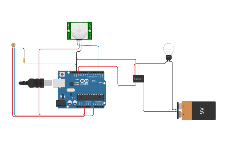 Circuit design Turn on an AC lamp using 5V SPDT relay - Tinkercad