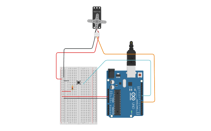 Circuit design Servo with Push Button Command - Tinkercad