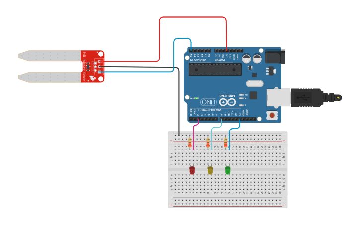 Circuit design SENSOR LEVEL WATER - Tinkercad