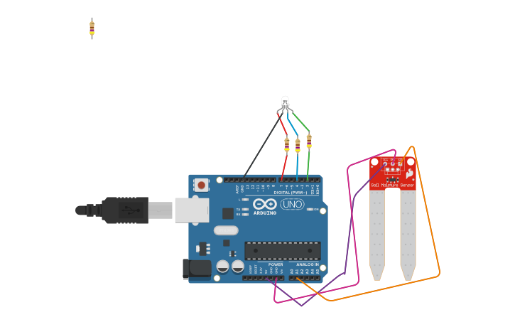 Circuit design Colourful Soil Moisture Indicator - Tinkercad
