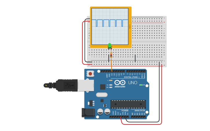 Circuit design LED with PWM generator - Tinkercad