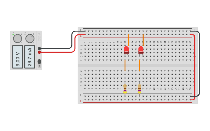 Circuit design Dos leds en paralelo - Tinkercad