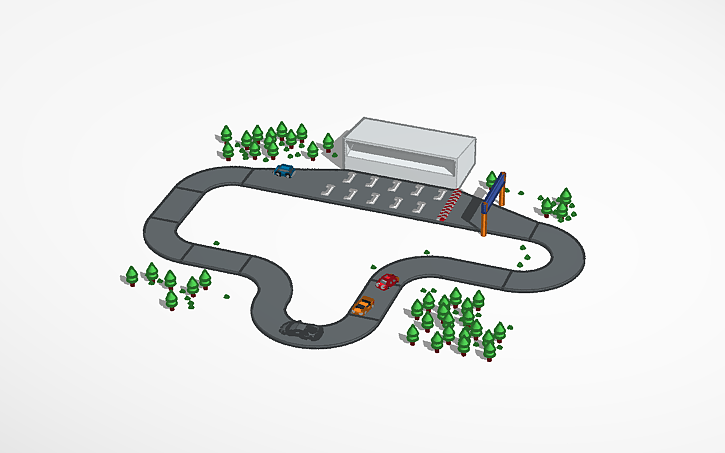3D design Race track with 1 working car - Tinkercad