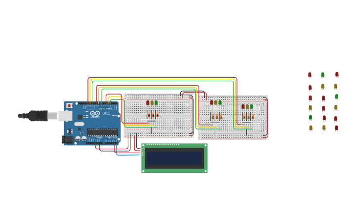 Circuit design Traffic Light LCD i2C - Tinkercad