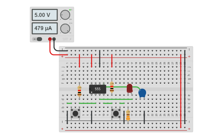 Circuit design Bistable 555 Timer - Tinkercad