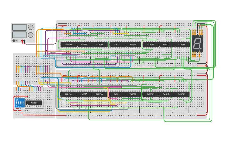 Circuit design Copy of Decodificador Hexadecimal para display de 7 Segmentos - Tinkercad