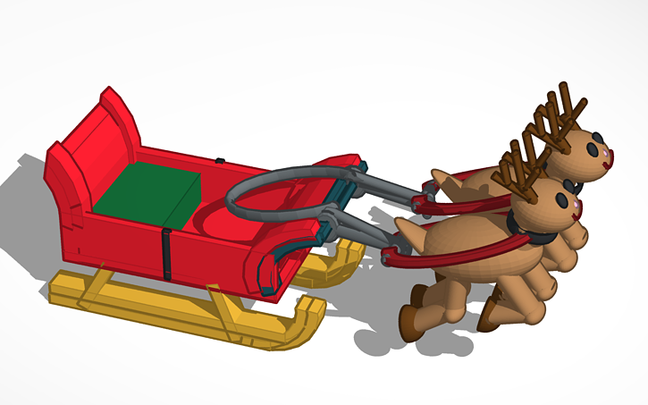 3D design A sleigh and reindeer - Tinkercad