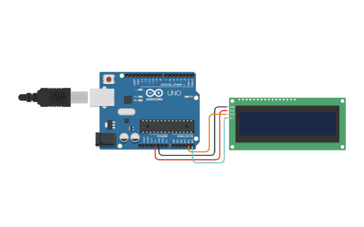Circuit design I2C LCD with Arduino - Tinkercad